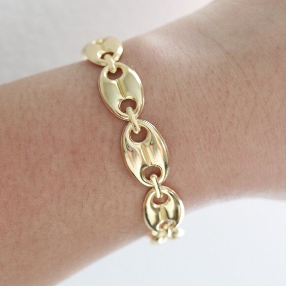 Jewelry | 17cm Mariner Chain Cuff Bangle Bracelet Gold Plated Stainless ...
